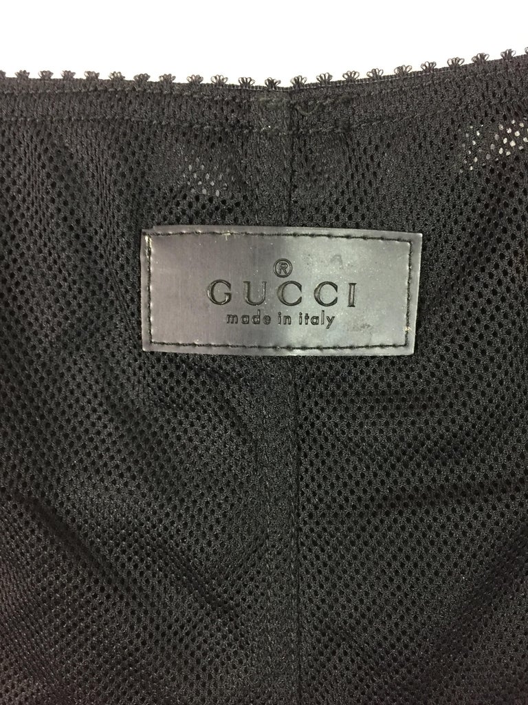 S/S 2002 Gucci Tom Ford Black Mesh Plunging Zipper Bodysuit and Shorts ...