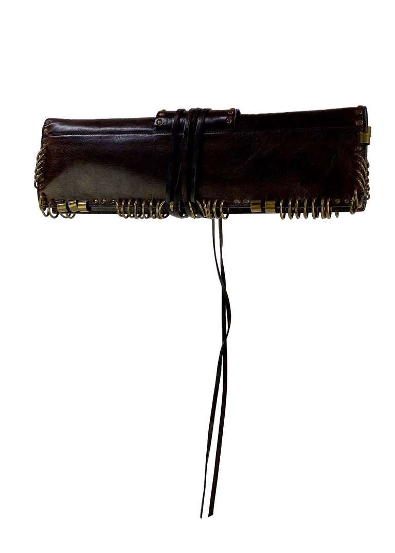 S/S 2002 Yves Saint Laurent by Tom Ford Pierced Leather Safari Clutch ...