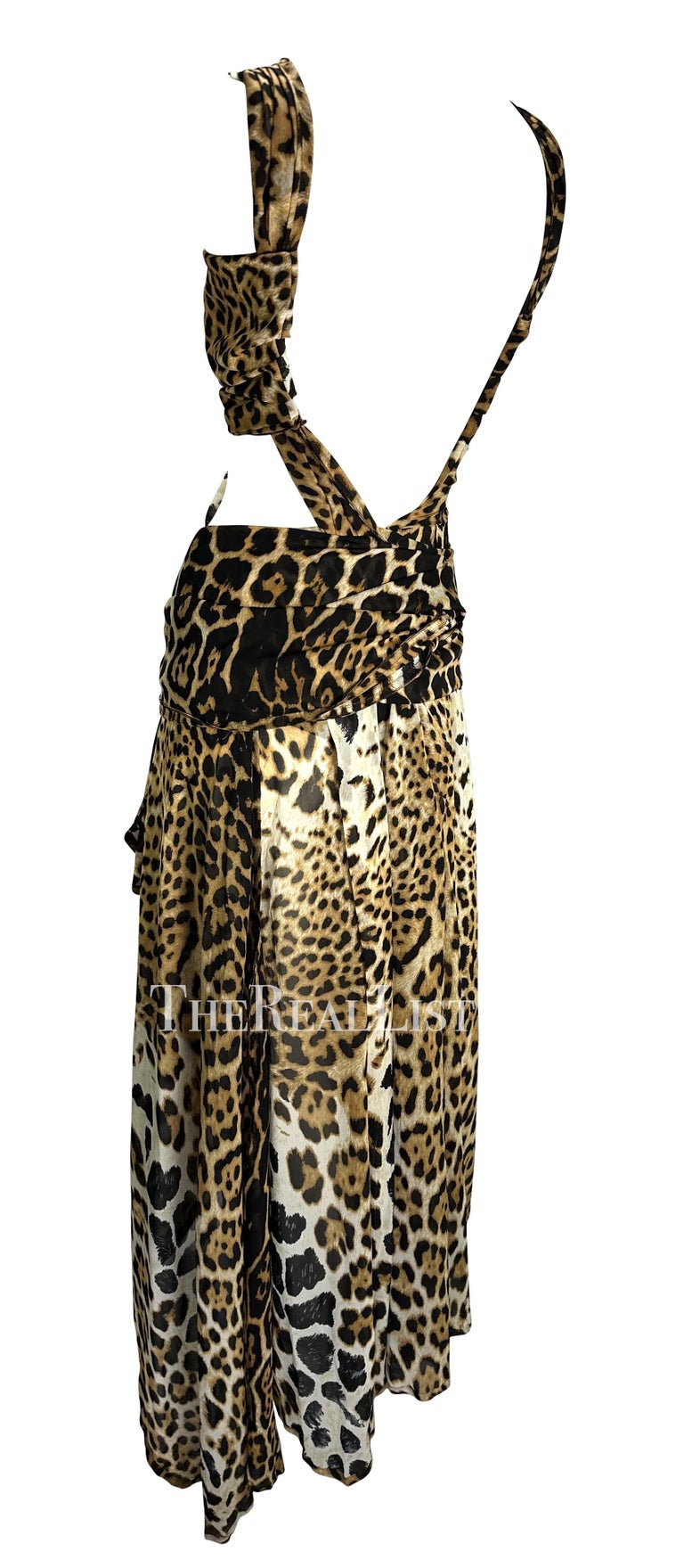 S/S 2002 Yves Saint Laurent by Tom Ford Runway Cheetah Print Chiffon Wrap Gown For Sale at 1stDibs