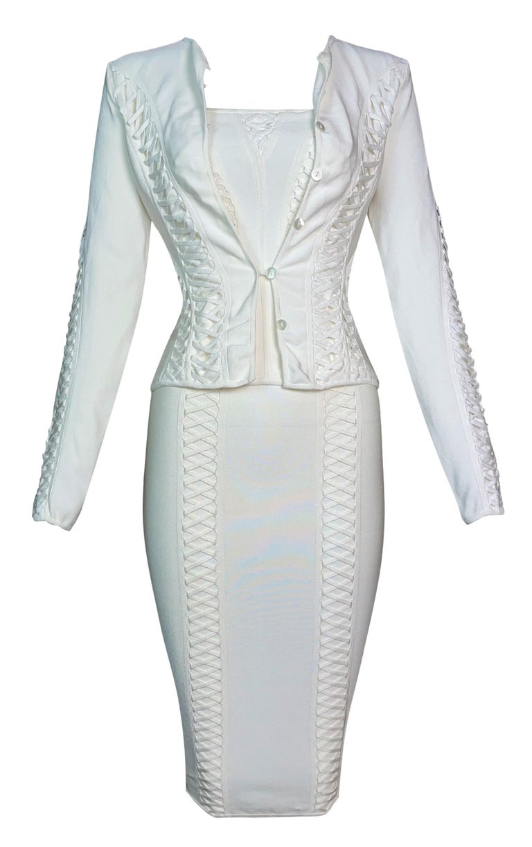 S/S 2003 Christian Dior John Galliano Ivory Bodycon Tube Top Skirt ...