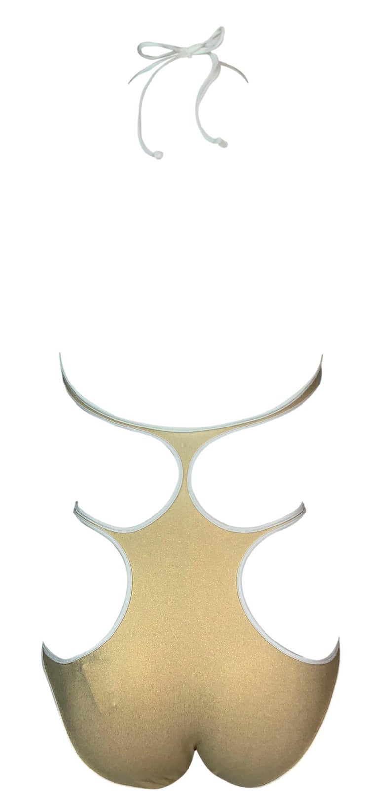 S/S 2003 Dolce and Gabbana Gold Monokini Cut-Out Swimsuit at 1stDibs