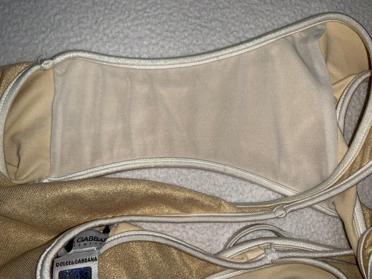 S/S 2003 Dolce and Gabbana Gold Monokini Cut-Out Swimsuit at 1stDibs