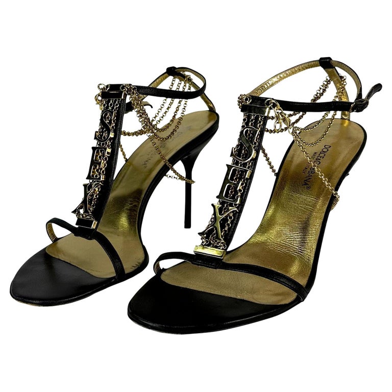 Ss 2003 Dolce And Gabbana Sex And Love Black Leather Sex Heels Size 40 It For Sale At 1stdibs