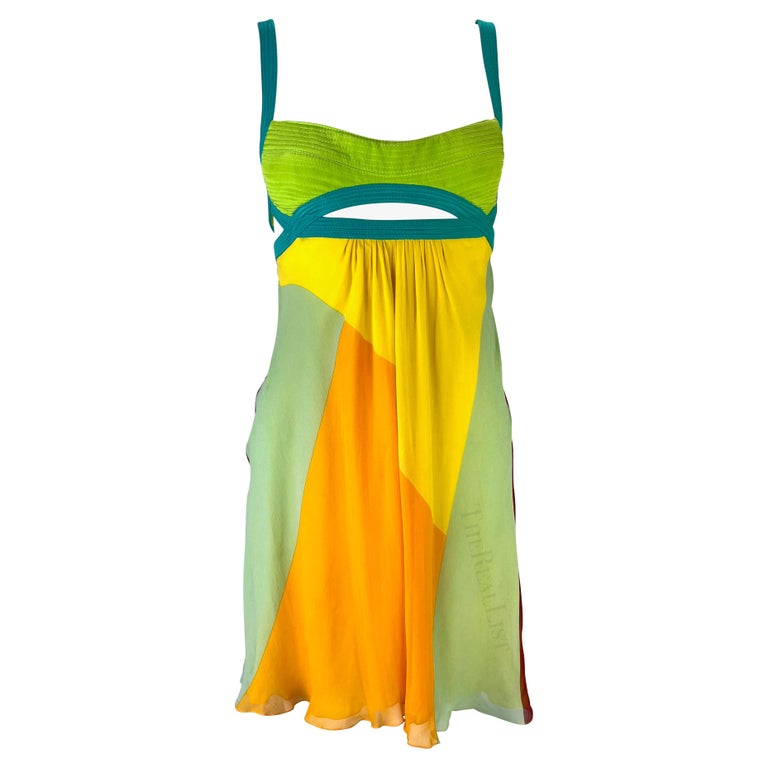 S/S 2003 Gianni Versace by Donatella Multicolor Colorblock Runway Mini ...
