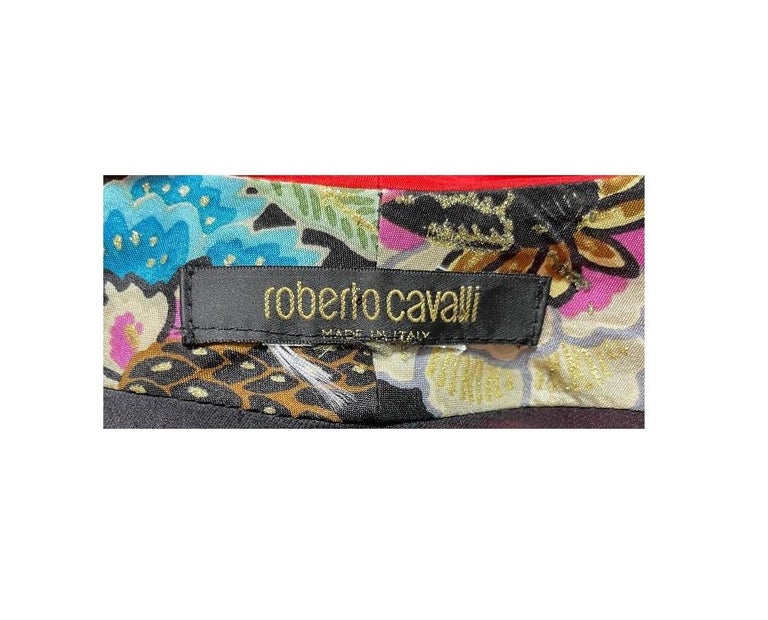 S/S 2003 Roberto Cavalli Black and Red Silk Print Maxi Dress and Kimono ...