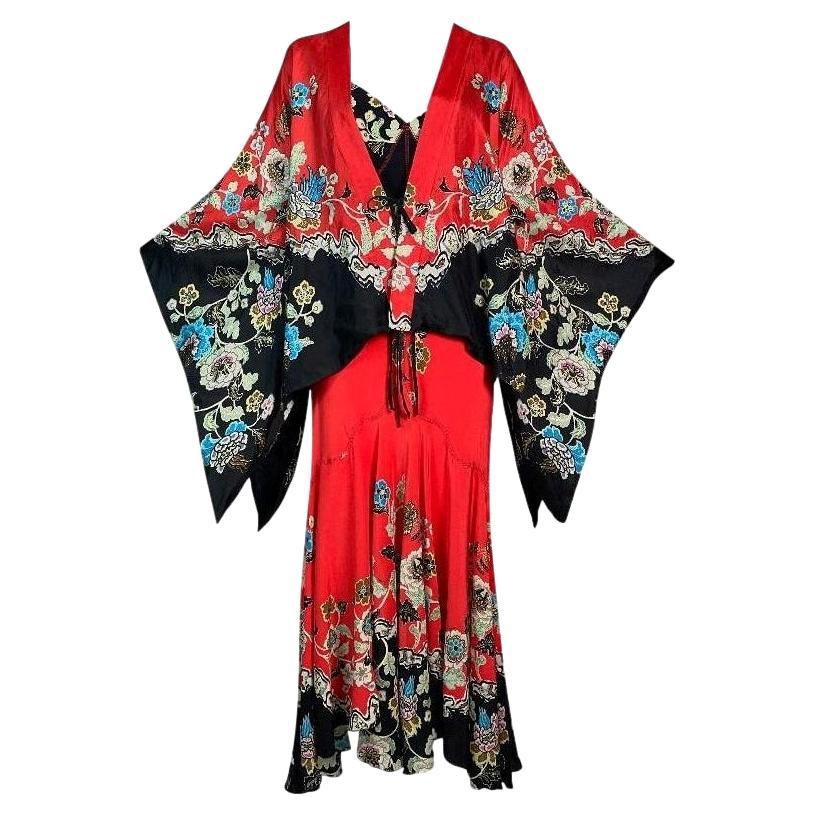 Roberto Cavalli red silk Cheongsam style mini dress and corset, ss 2003 ...