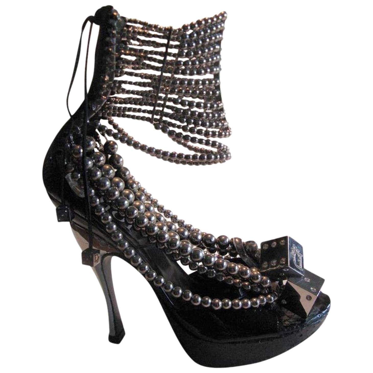 CHRISTIAN DIOR Black/Pink DEFILE Pointy Slingback Heels-Sz 11 at 1stDibs