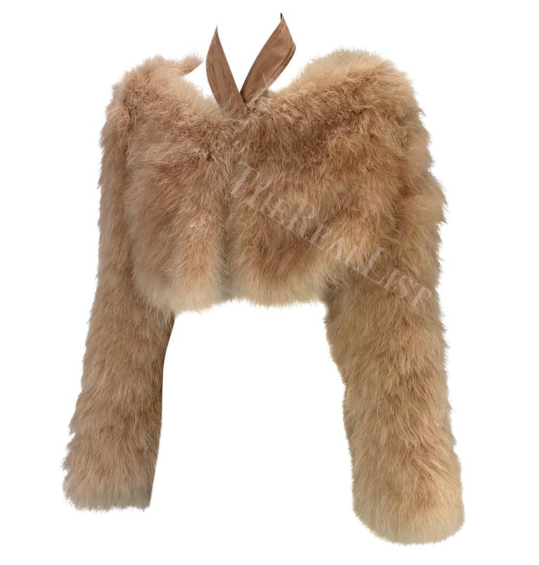 S/S 2004 Gucci by Tom Ford Runway Ad Blush Pink Marabou Feather Crop ...