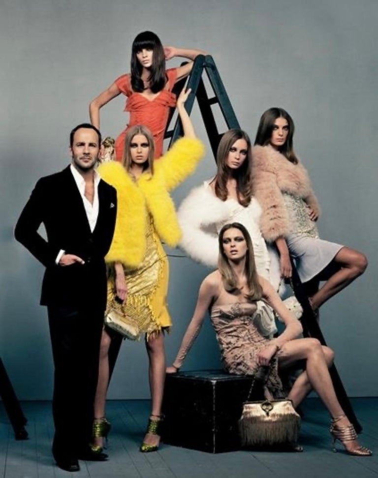 S/S 2004 Gucci by Tom Ford Runway Ad Blush Pink Marabou Feather Crop ...