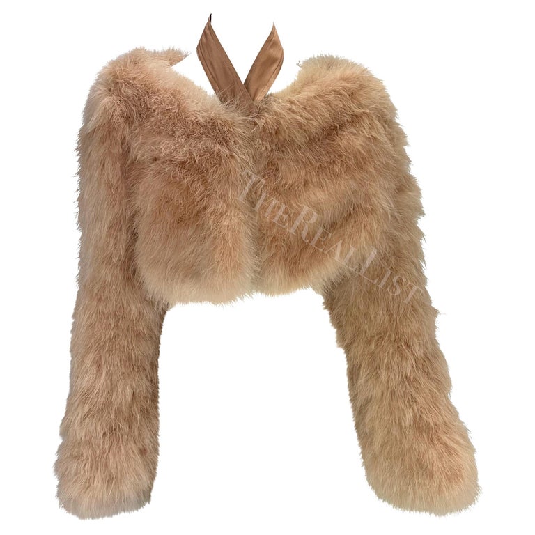 S/S 2004 Gucci by Tom Ford Runway Ad Blush Pink Marabou Feather Crop ...