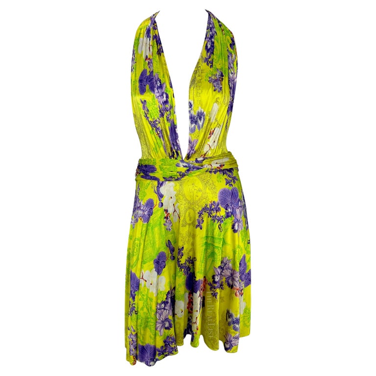 S/S 2004 Versace by Donatella Neon Yellow Purple Orchid Toile Print ...
