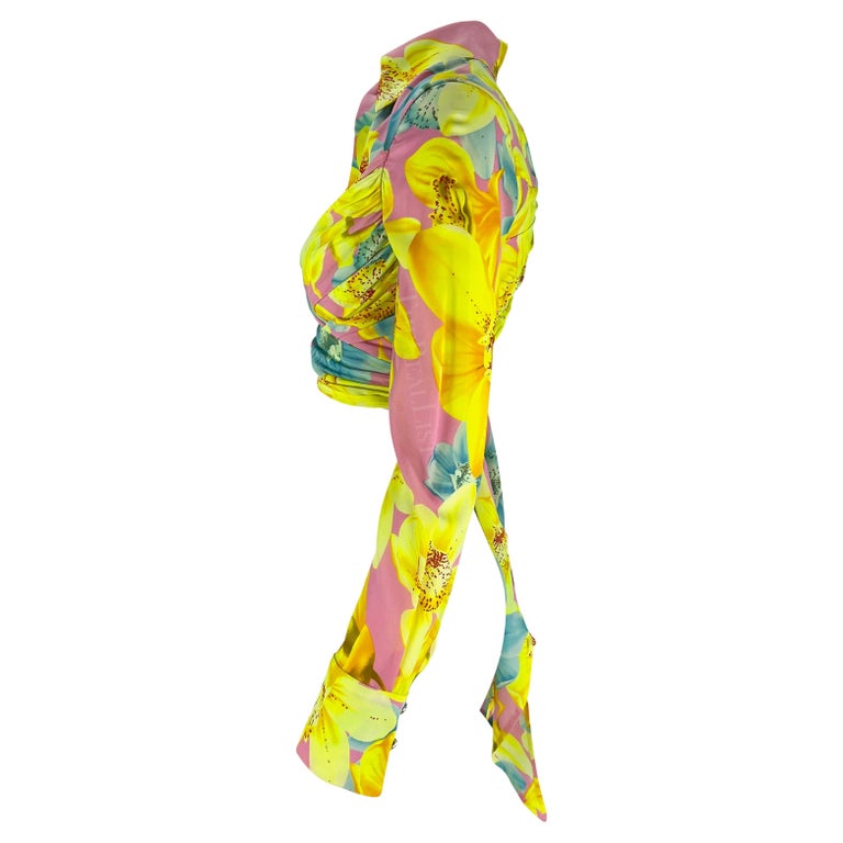 S/S 2004 Versace by Donatella Runway Pink Yellow Floral Runway Wrap ...