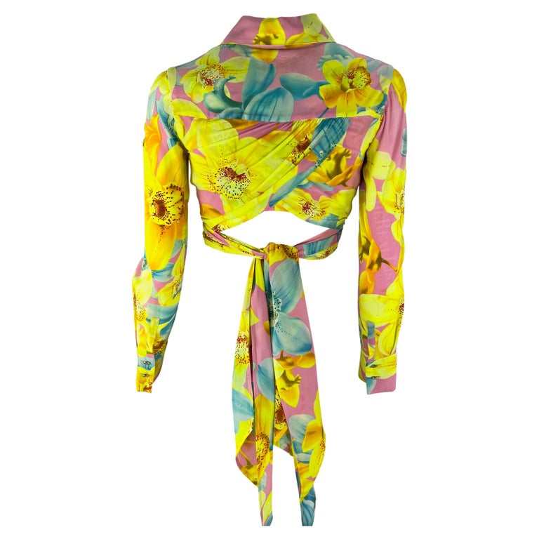 S/S 2004 Versace by Donatella Runway Pink Yellow Floral Runway Wrap ...
