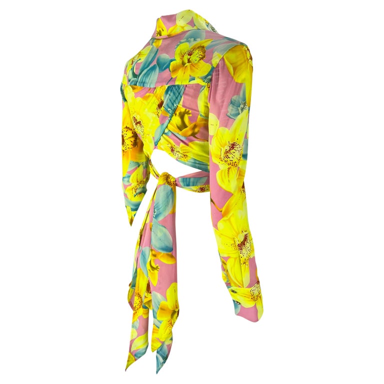 S/S 2004 Versace by Donatella Runway Pink Yellow Floral Runway Wrap ...