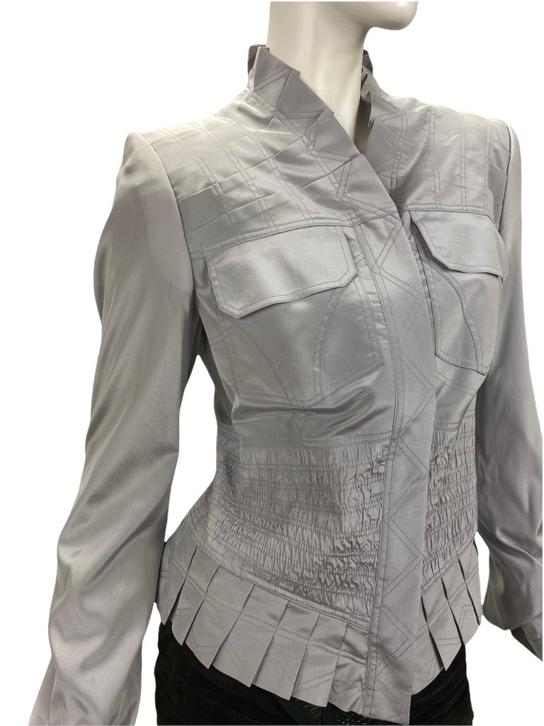 S/S 2004 Vintage Runway Tom Ford for Gucci Dove Grey Silk Jacket For ...