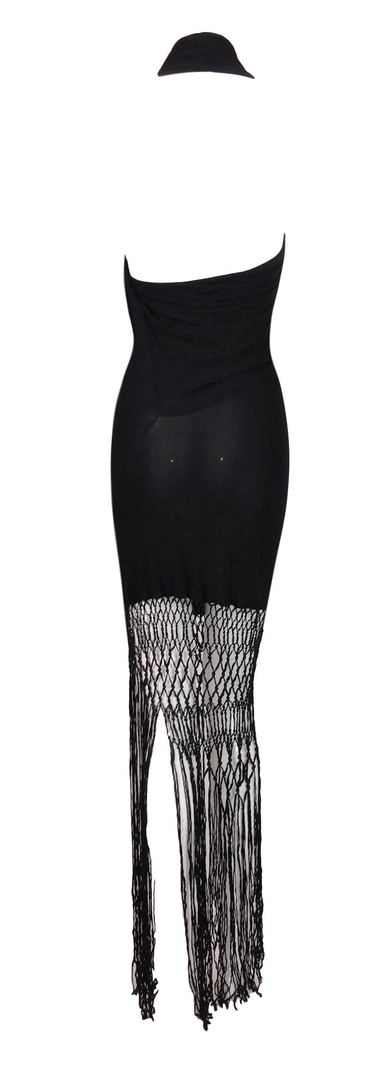 S/S 2005 Look 44 Jean Paul Gaultier Runway Black Cut-out Draped Fringe ...