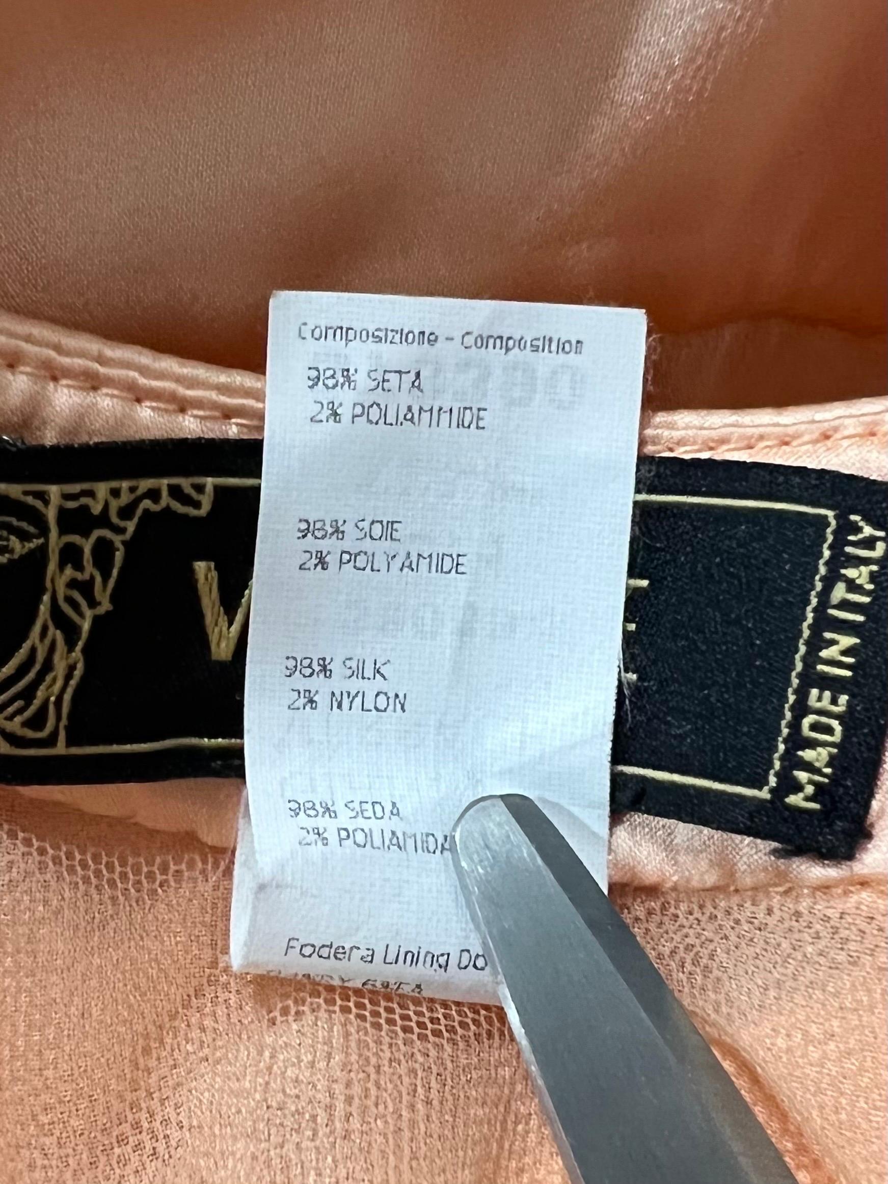 S/S 2005 Versace by Donatella Peach Silk Sheer Runway Gown For Sale at ...