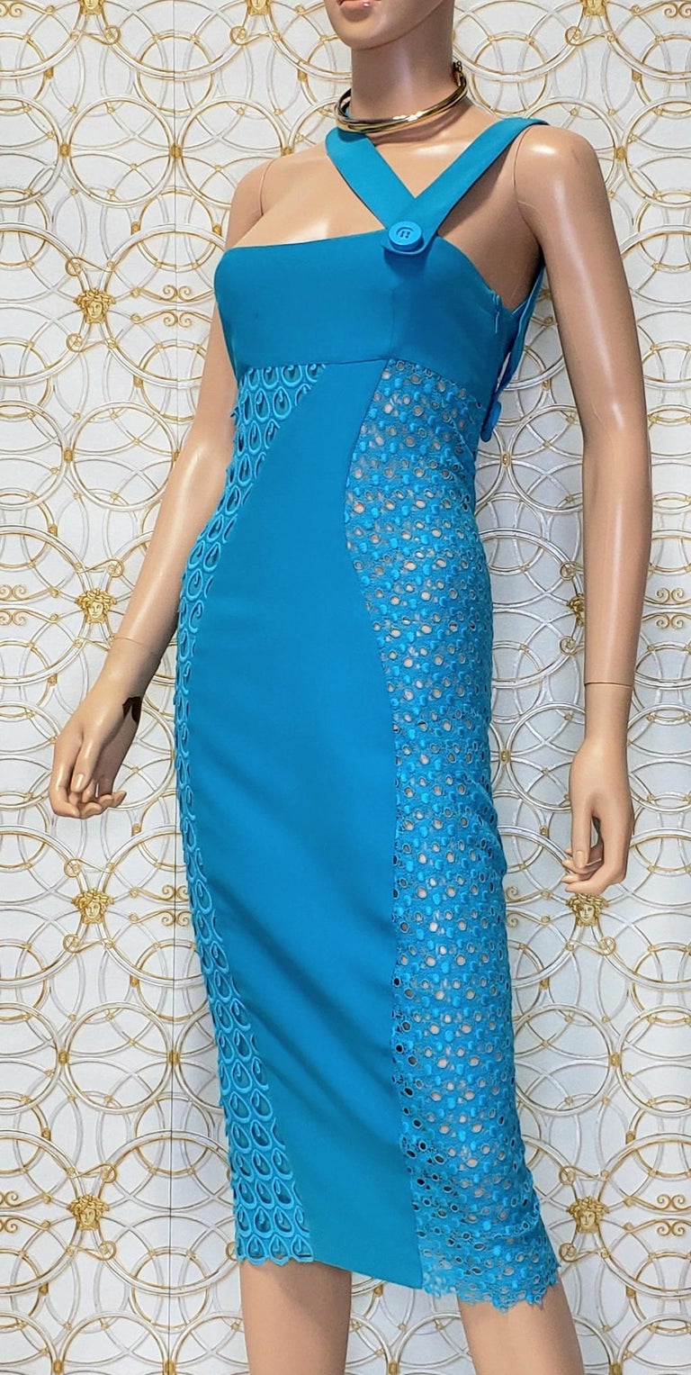 S/S 2011 look # 34 NEW VERSACE BLUE SILK EMBROIDERED Dress 38 - 2 For ...
