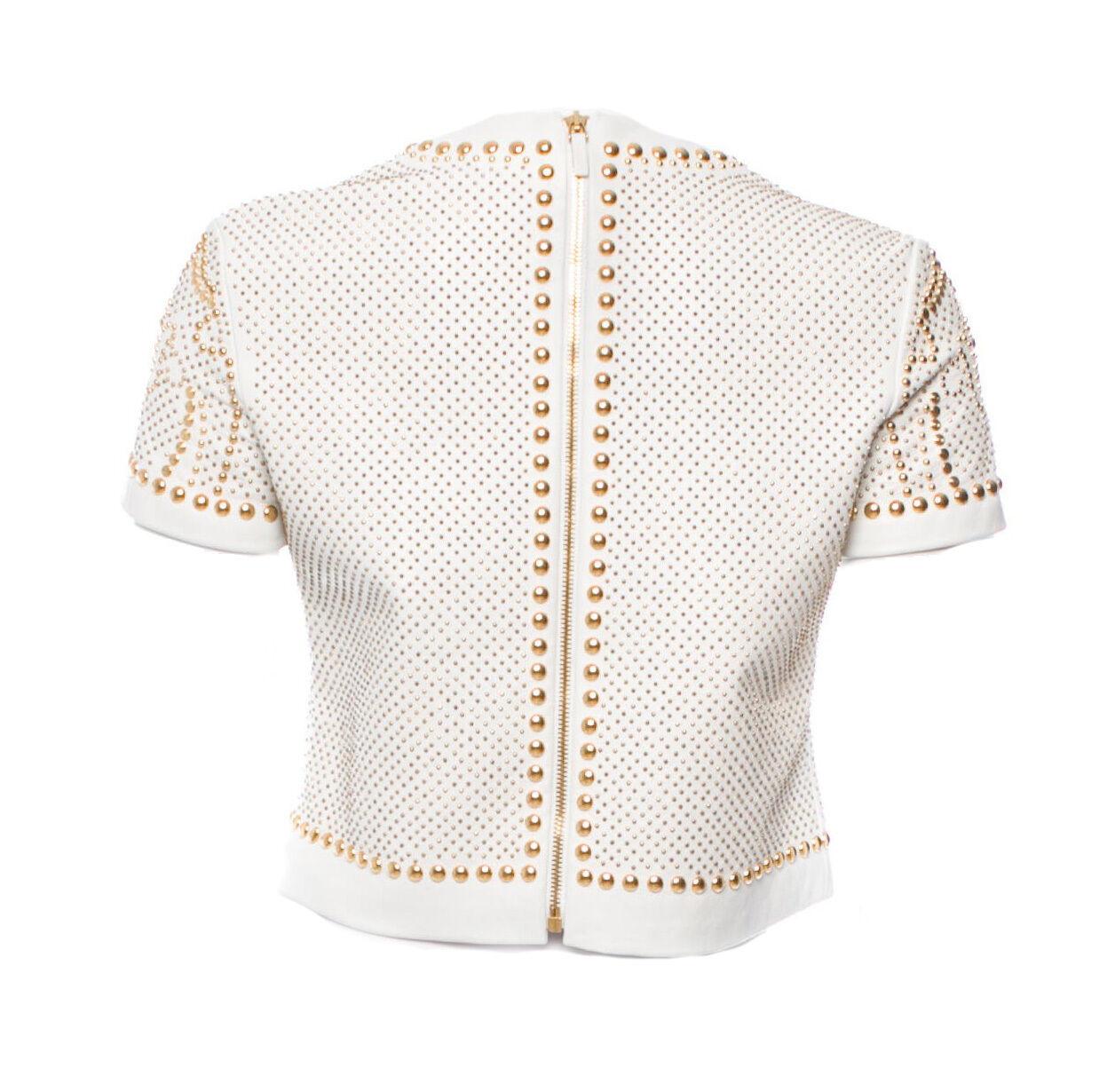 S/S 2012 VERSACE Studded Leather Crop Top For Sale at 1stDibs