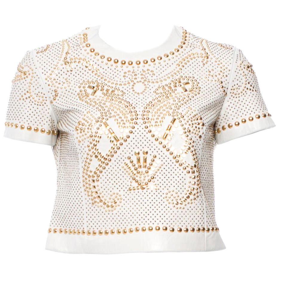 S/S 2012 VERSACE Studded Leather Crop Top For Sale at 1stDibs