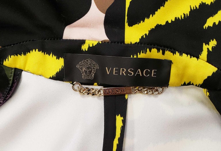 S/S 2016 L # 31 NEW VERSACE MULTI COLOR MILITARY Coat 38 - 2 at 1stDibs