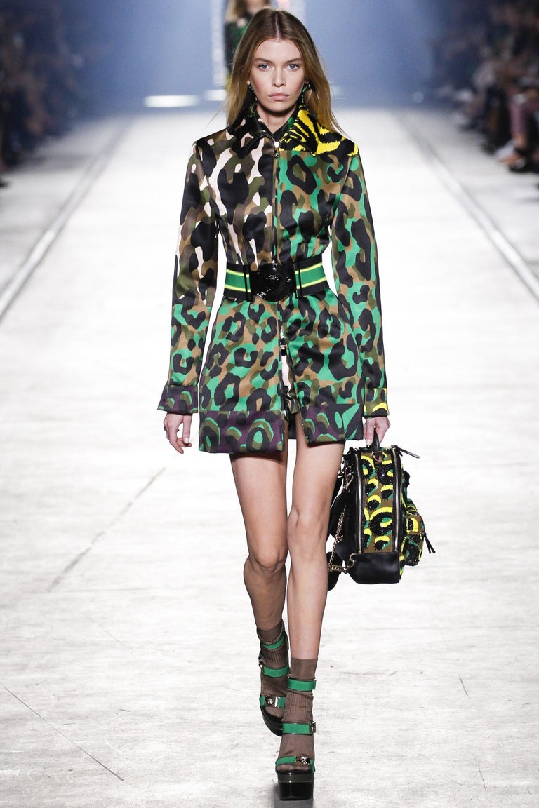 S/S 2016 L # 31 NEW VERSACE MULTI COLOR MILITARY Coat 38 - 2 at 1stDibs