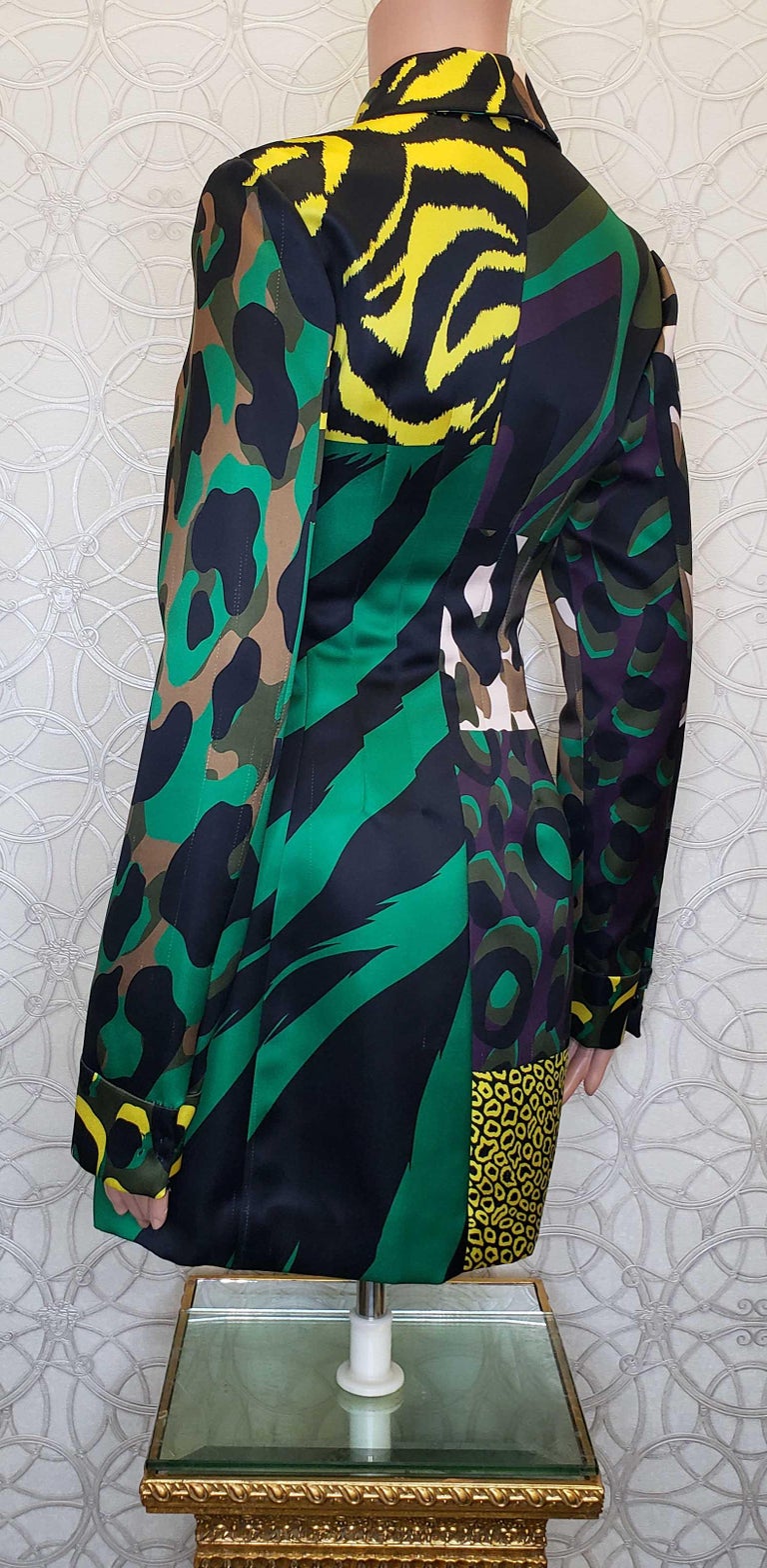 S/S 2016 L # 31 NEW VERSACE MULTI COLOR MILITARY Coat 38 - 2 at 1stDibs
