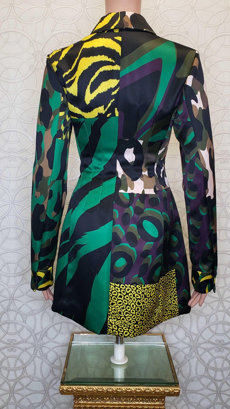 S/S 2016 L # 31 NEW VERSACE MULTI COLOR MILITARY Coat 38 - 2 at 1stDibs