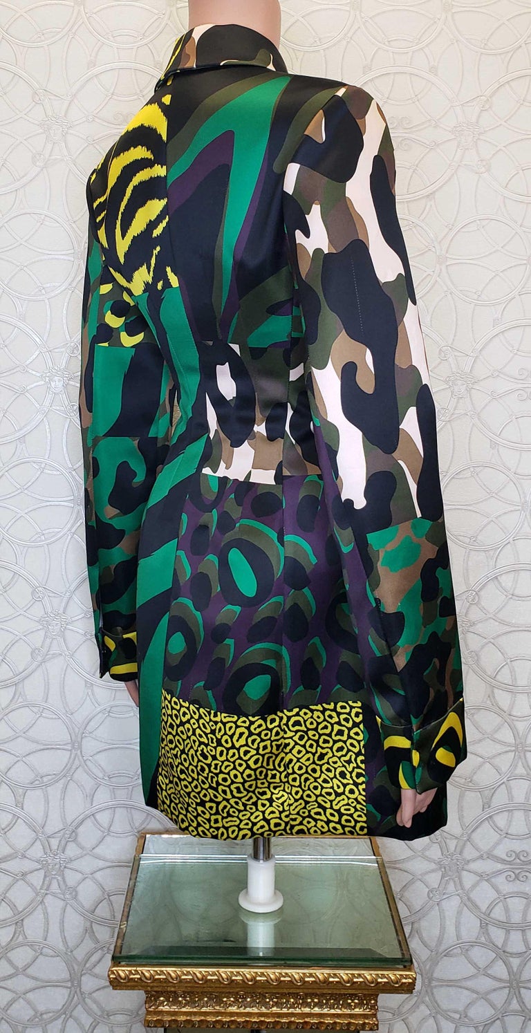 S/S 2016 L # 31 NEW VERSACE MULTI COLOR MILITARY Coat 38 - 2 at 1stDibs