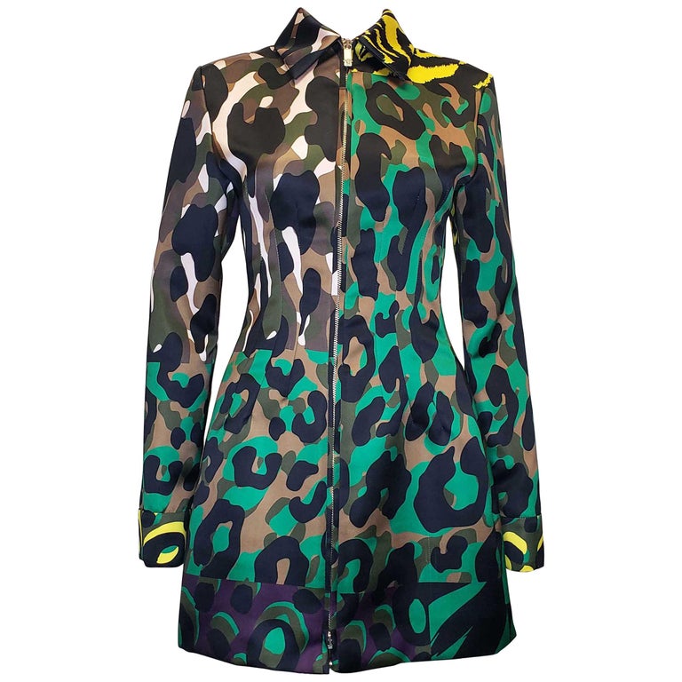 S/S 2016 L # 31 NEW VERSACE MULTI COLOR MILITARY Coat 38 - 2 at 1stDibs