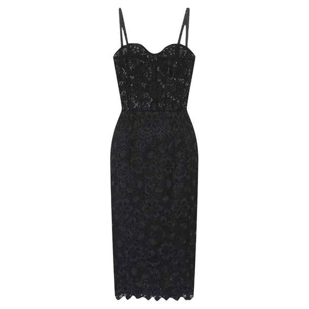 S S 2018 Dolceandgabbana Black Lace Midi Dress Sz It 44 For Sale At 1stdibs