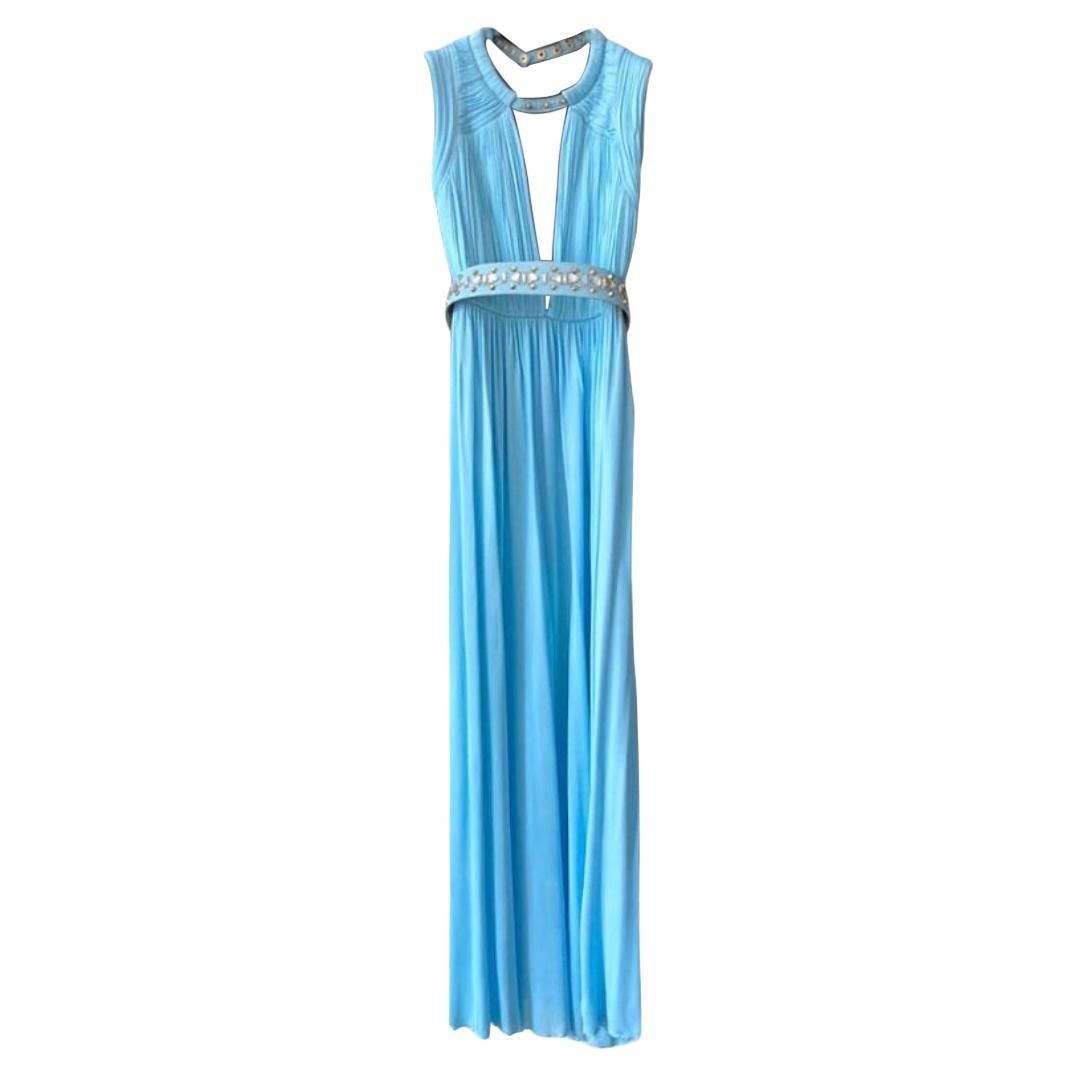 S/S2012 Versace Blue Gown w/ Crystal embellished belt as seen on ...