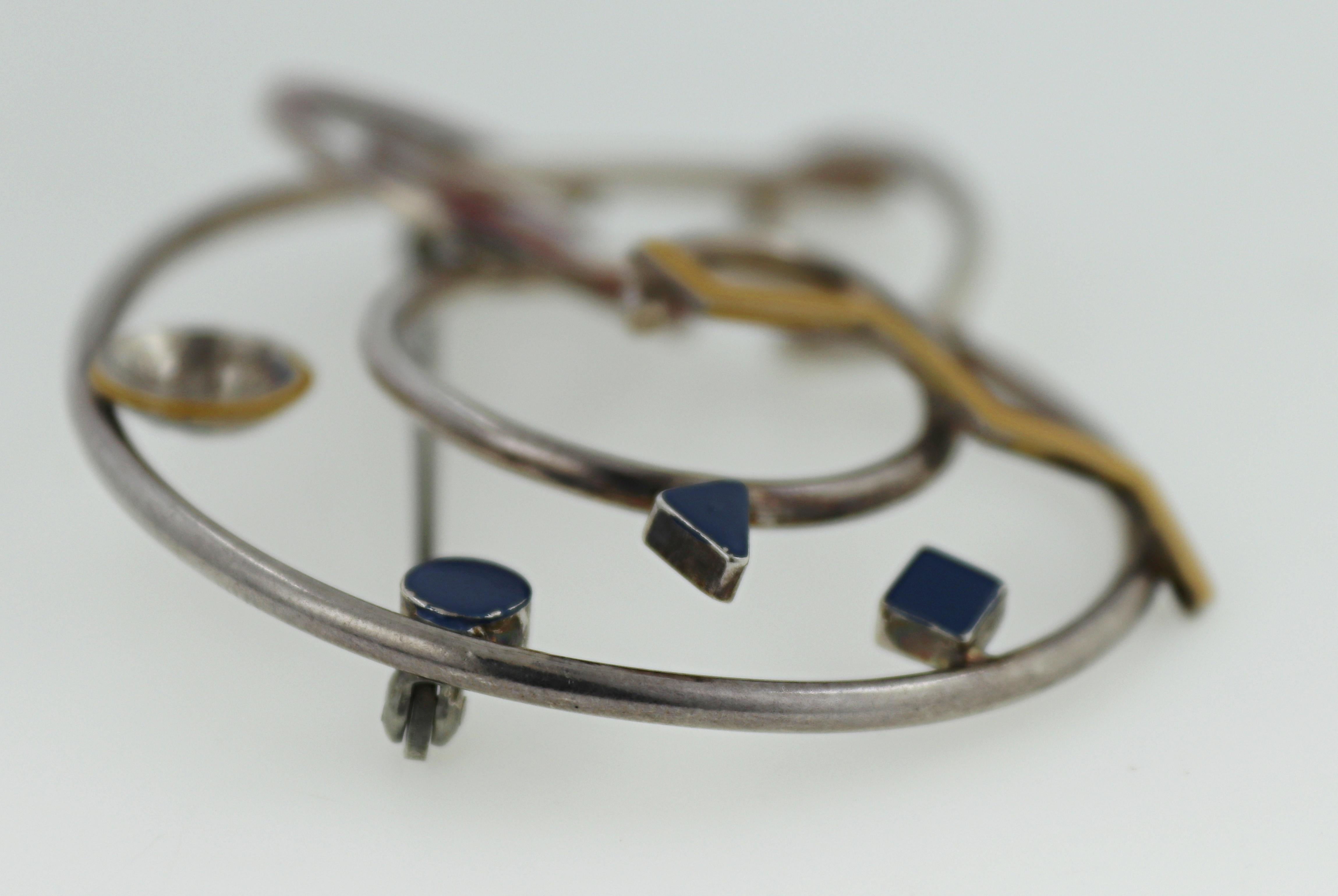 S.A. Shaw Enamel, Sterling Silver Brooch For Sale at 1stDibs