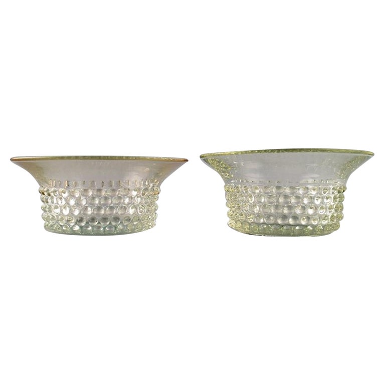 Saara Hopea for Nuutajärvi, Two Bowls in Art Glass, Budded Design ...