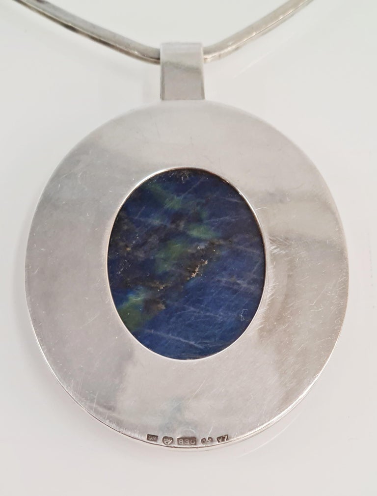 Saara Hopea Silver Pendant with Composite Spectrolite Stone at 1stDibs