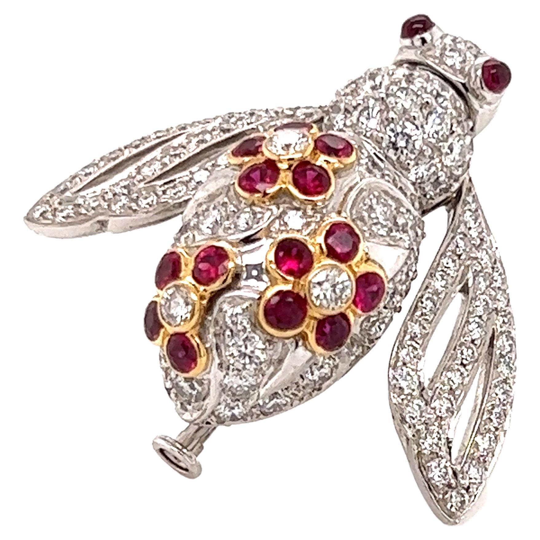 1970s Ruby Gold Bee Brooch at 1stDibs