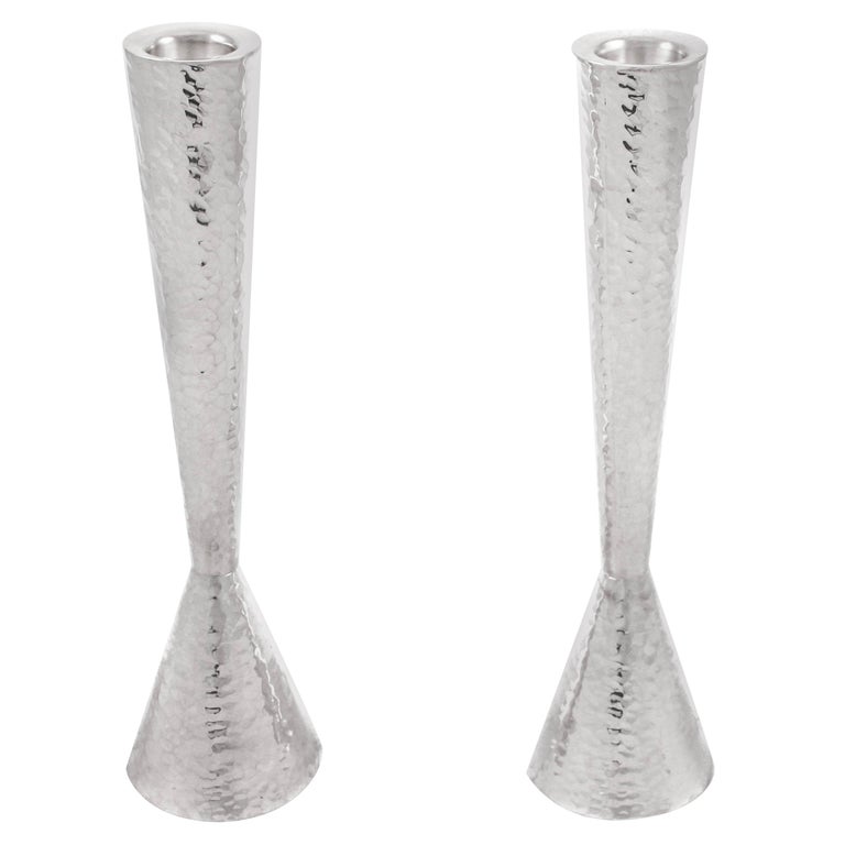 Sabbath Sterling Modern Candlesticks For Sale at 1stDibs
