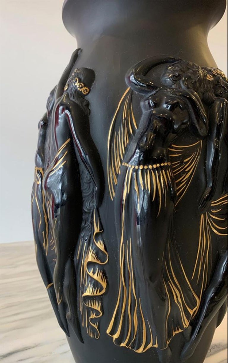 Sabino Black Vase "La Gaieté" For Sale at 1stDibs
