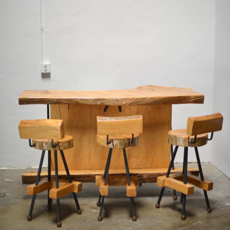 Sabino Burl Wood Bar and Stool Set For Sale at 1stDibs | sabino bar