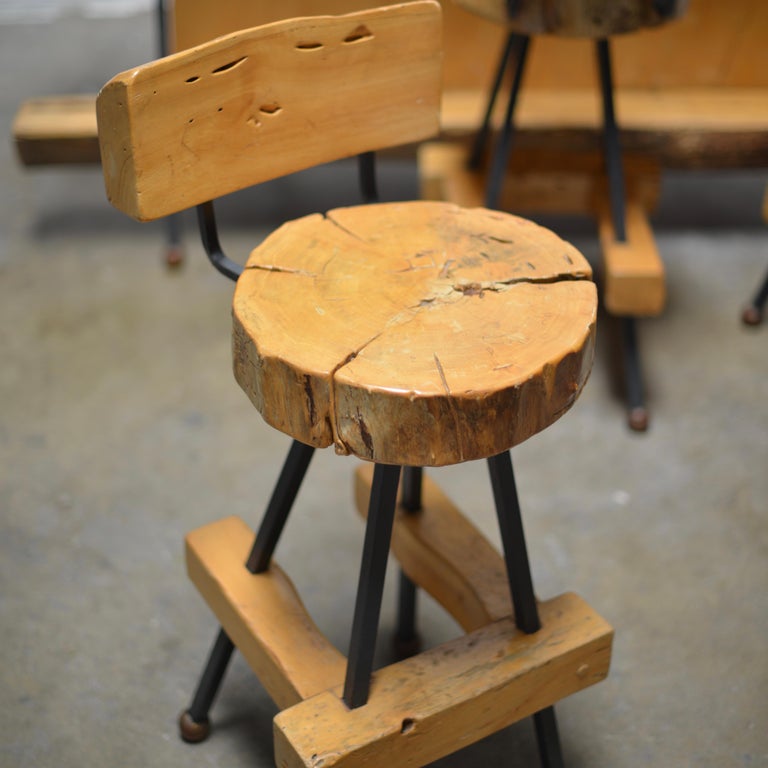 Sabino Burl Wood Bar and Stool Set For Sale at 1stDibs