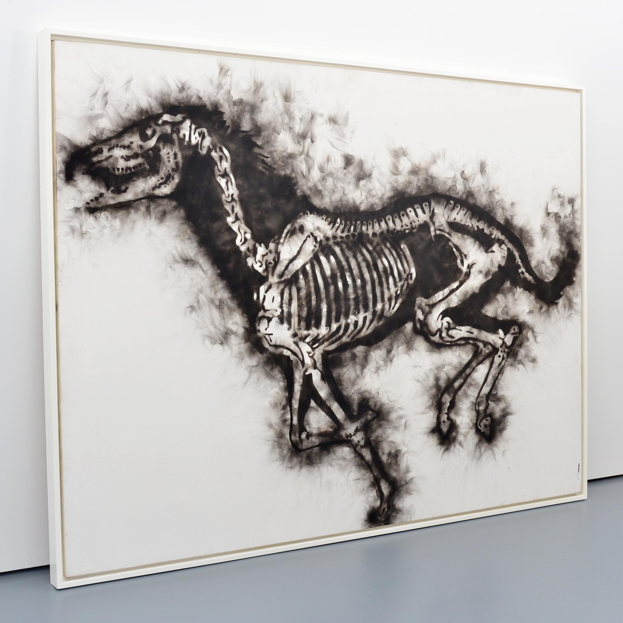 Sabino Guiso - Large Sabino Guiso Smoke Painting, Skeletal Horse For ...