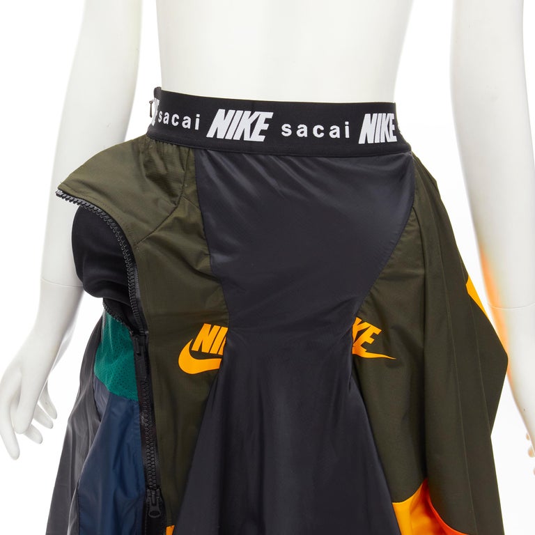 SACAI NIKE deconstructed windbreaker patchwork draped skirt XXS For ...