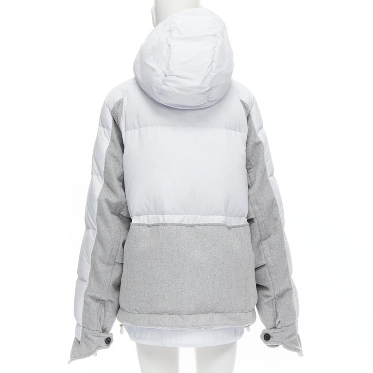 SACAI NIKE grey wool deconstructed oversized padded puffer jacket S For ...