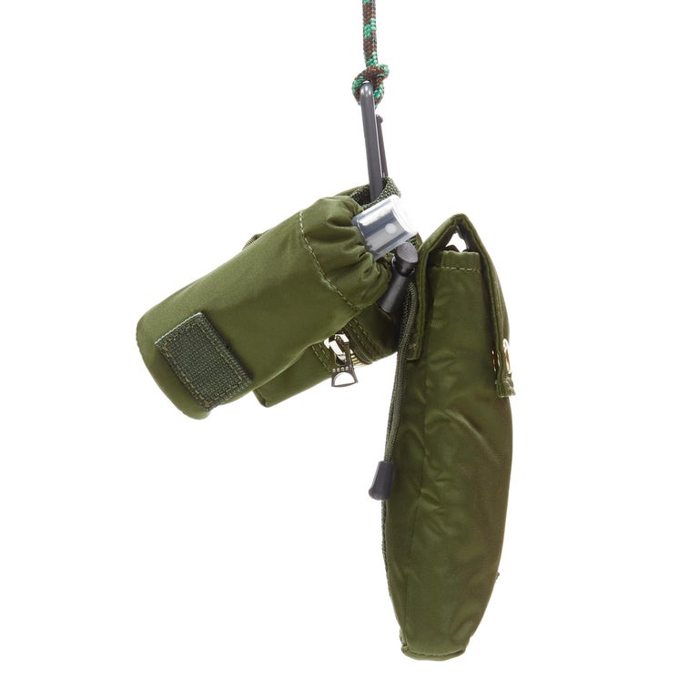 SACAI PORTER green nylon 3-in-1 pouch spray bottle lanyard crossbody ...