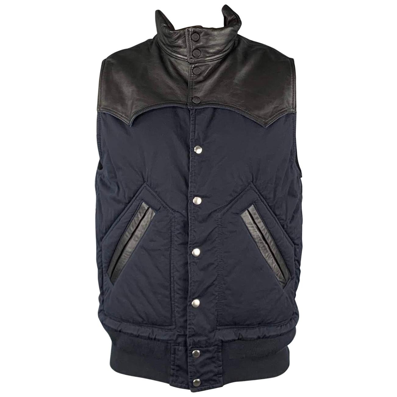 SACAI S Navy and Black Two Toned Cotton Blend Snaps Vest For Sale at ...