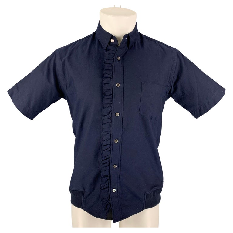 SACAI Size S Navy Cotton Polyester Button Up Short Sleeve Shirt For ...