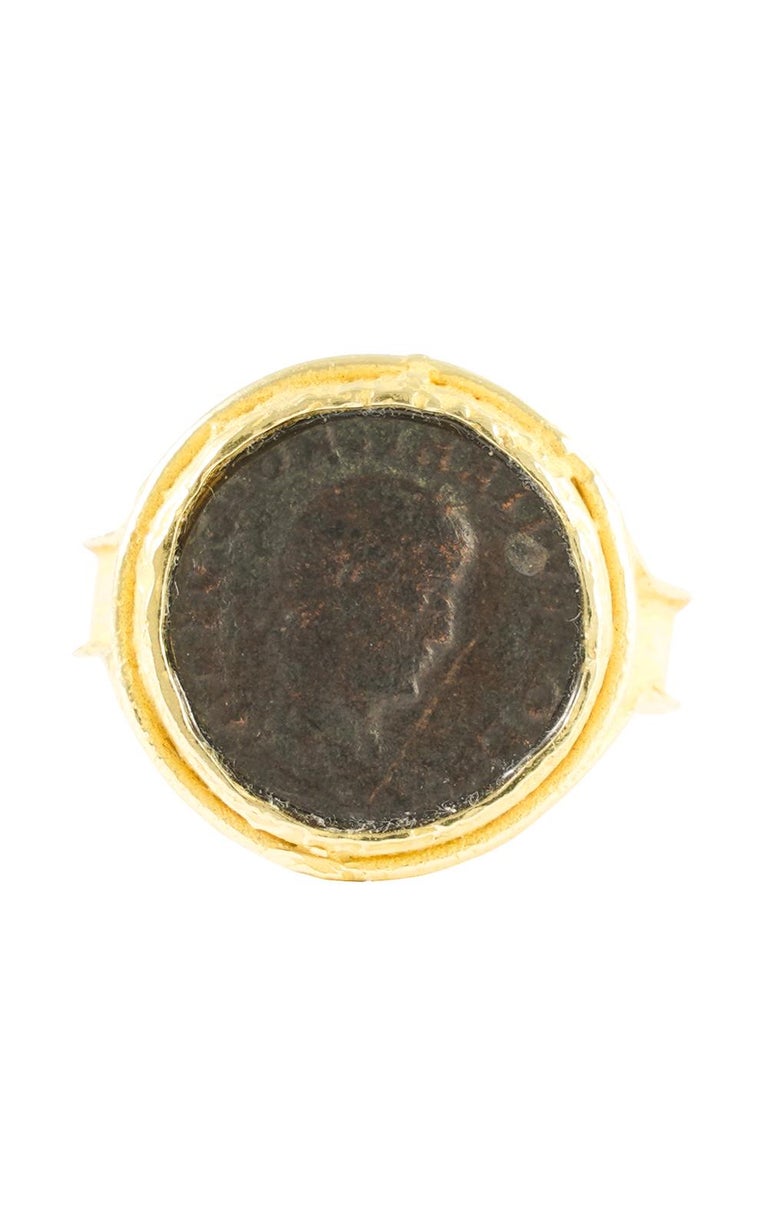 Sacchi Ancient Roman Coin Ring 18 Carat Yellow Gold Satin at 1stDibs