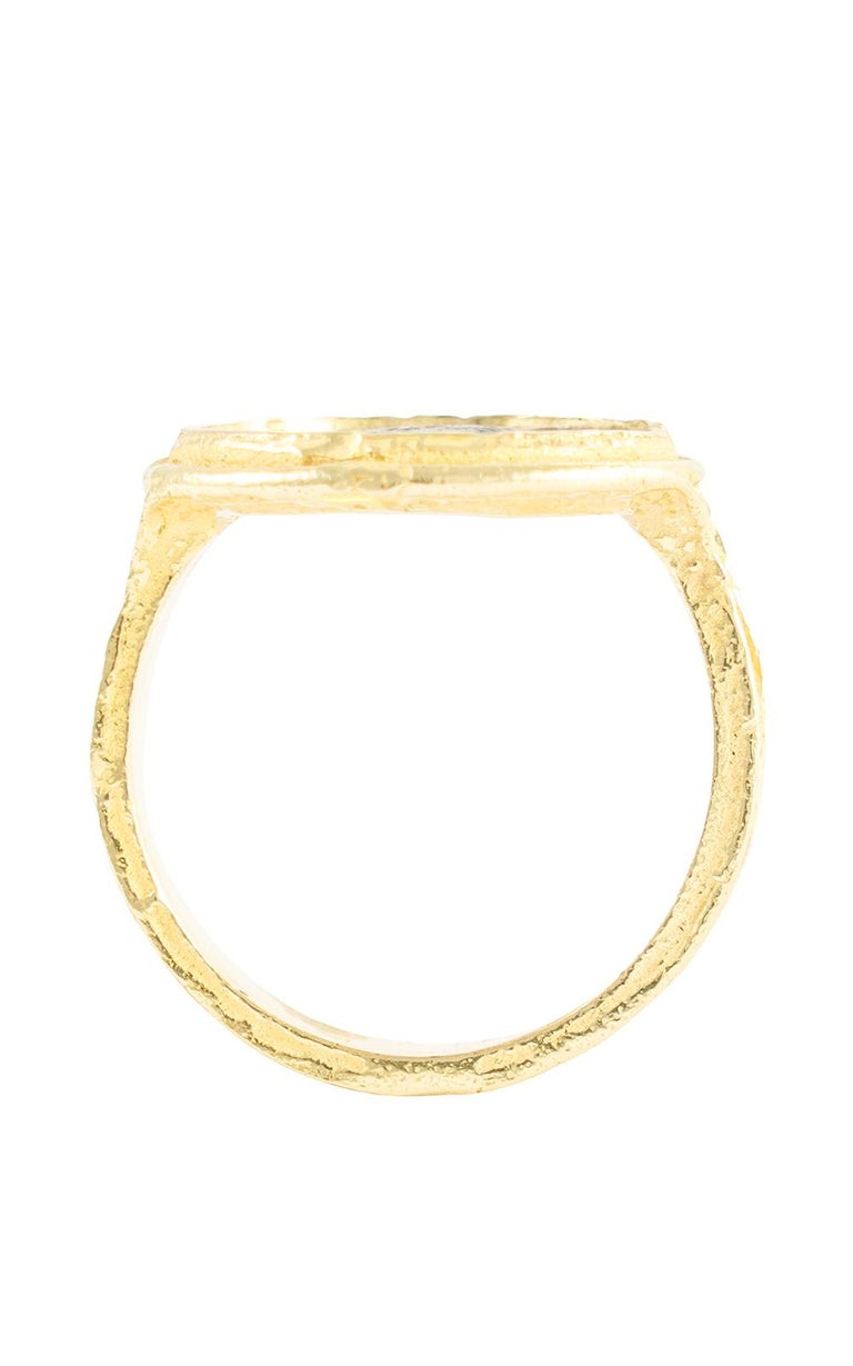 Sacchi Ancient Roman Coin Ring 18 Carat Yellow Gold Satin at 1stDibs