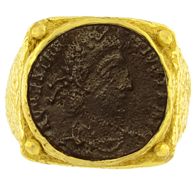 Sacchi Ancient Roman Coin Ring 18 Karat Yellow Gold Monete Ring For ...