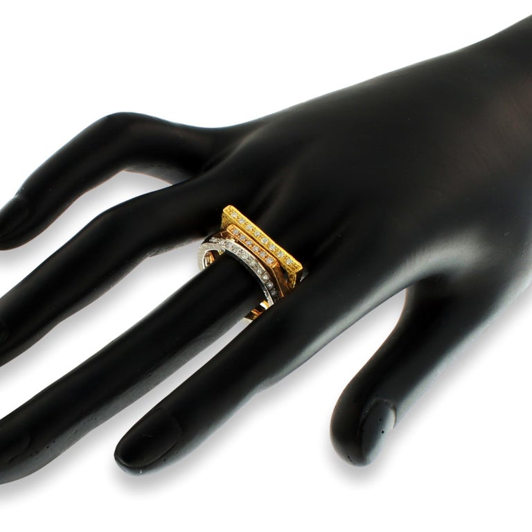 Sacchi Diamonds Three-Tone Stacking Ring 18 Karat Yellow White and Rose ...